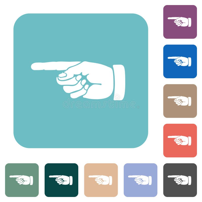 Left Pointing Hand Solid Drawing Rounded Square Flat Icons Stock Vector ...