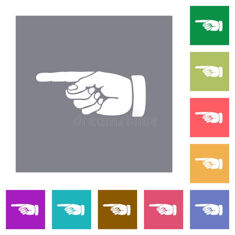 Left Pointing Hand Solid Drawing Square Flat Icons Stock Vector ...