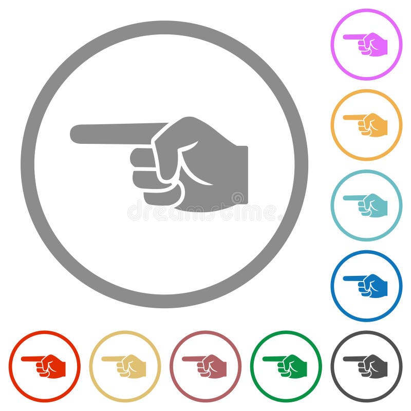 Left Pointing Hand Solid Flat Icons with Outlines Stock Vector ...
