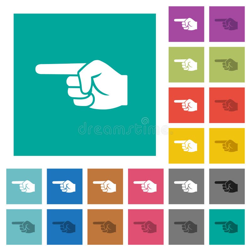 Left Pointing Hand Solid Square Flat Multi Colored Icons Stock Vector ...