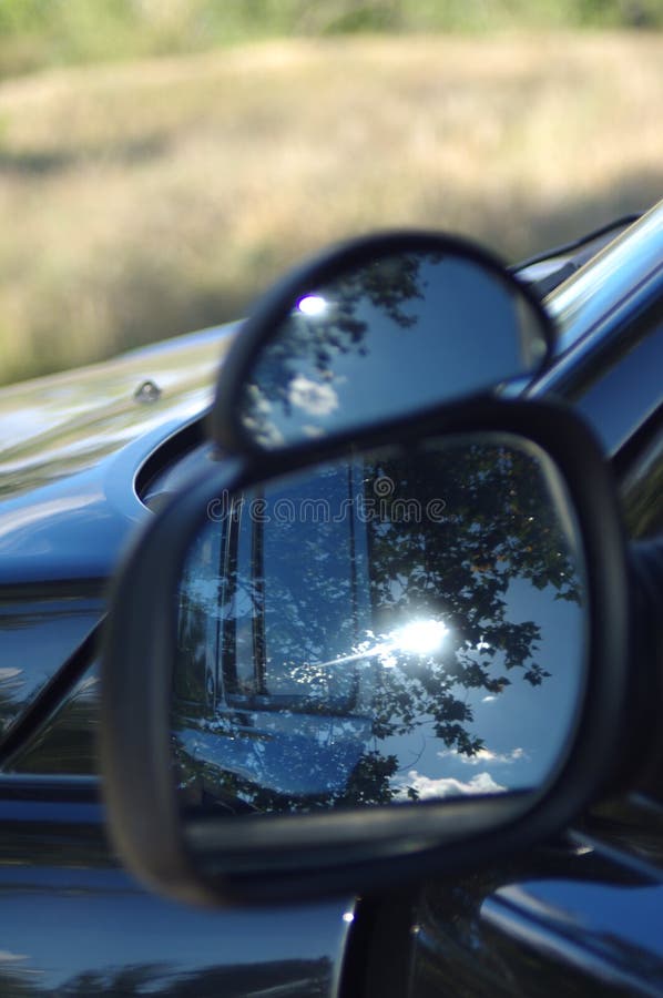 Left Rear View Mirror, Sun Reflection Stock Image - Image of macro ...