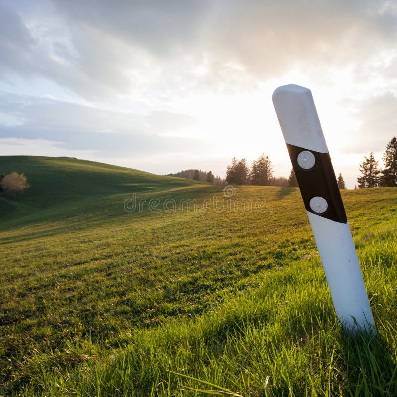 Left Reflector Post on Roadside of German Street Stock Photo - Image of ...
