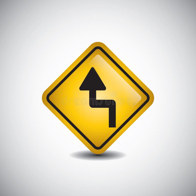 Left Reverse Curve Sign. Vector Illustration Decorative Design Stock ...