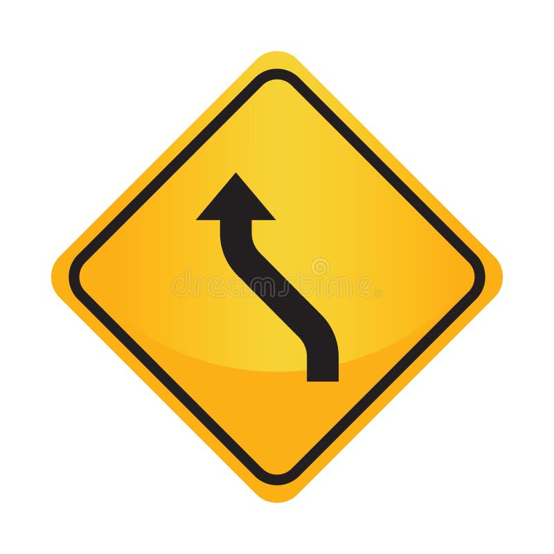 Left Reverse Curve Sign. Vector Illustration Decorative Design Stock ...