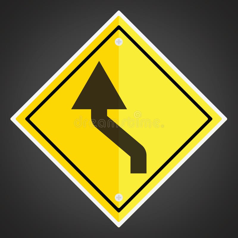 Left Reverse Curve Sign. Vector Illustration Decorative Design Stock ...