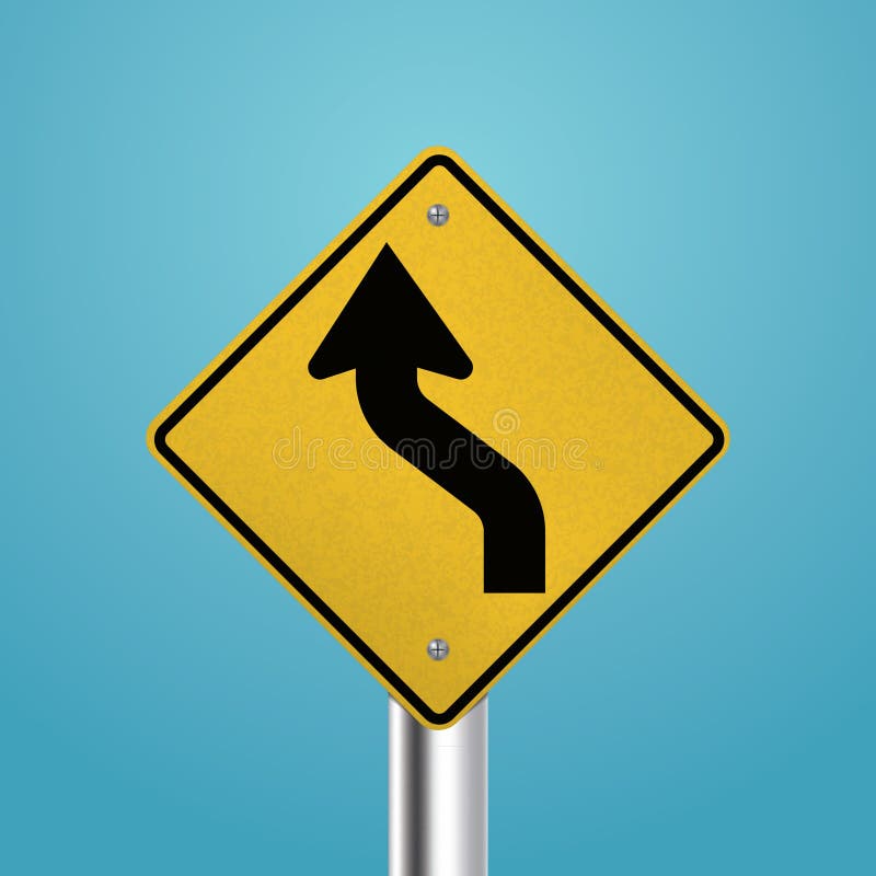 Left Reverse Curve Road Sign. Vector Illustration Decorative Design ...