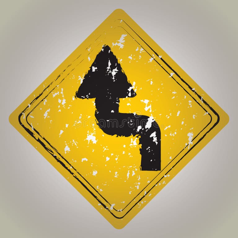 Left Reverse Turn Road Sign. Vector Illustration Decorative Design ...