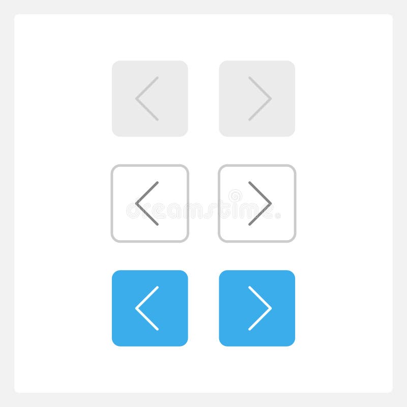 Left and Right Arrows UI Elements Kit Stock Vector - Illustration of responsive, previous: 264478893