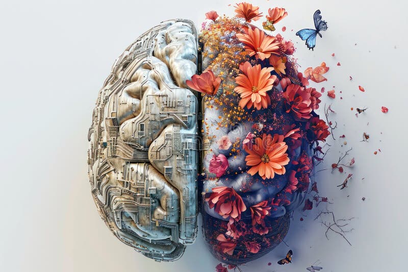 Left and Right Brain Concept with Colors and Science Stock Illustration ...