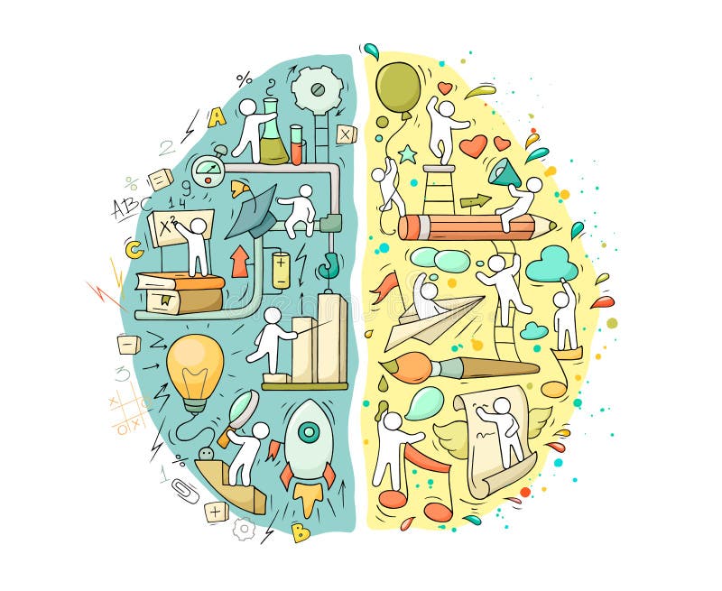 Left and Right Brain Functions with Little People Stock Vector ...
