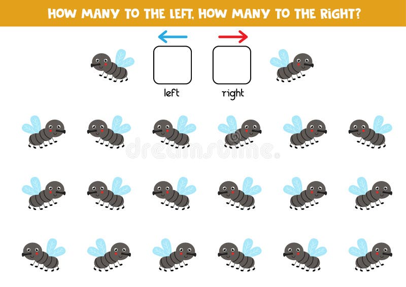 Left or Right with Cute Fly. Logical Worksheet for Preschoolers Stock ...