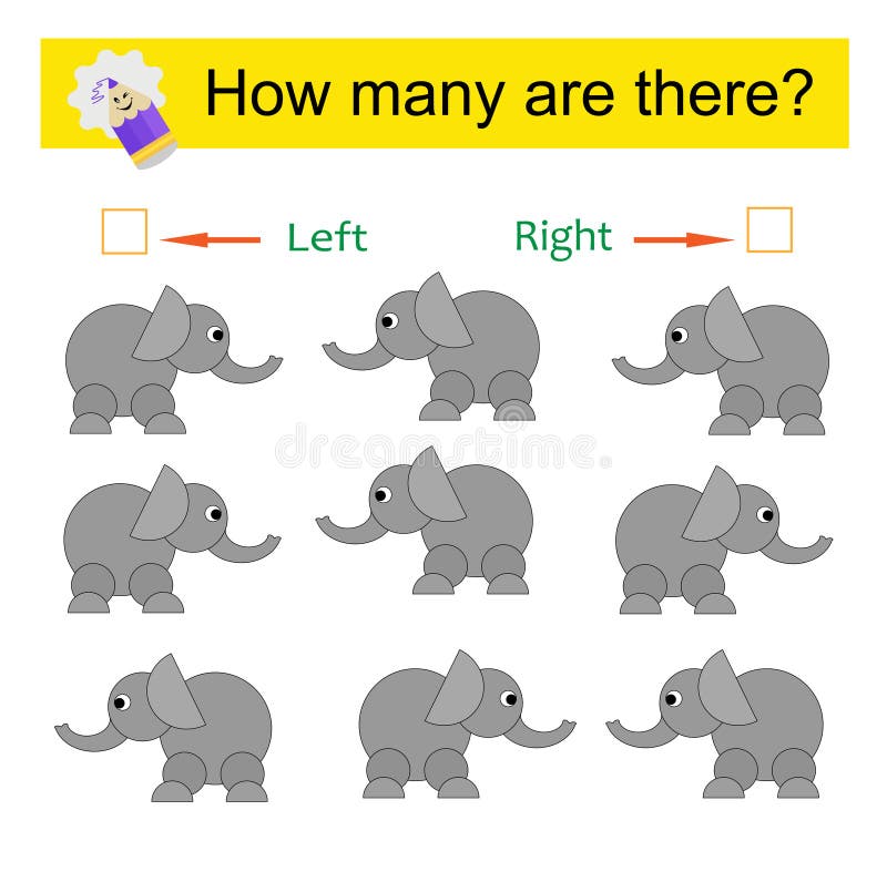 Left or Right. Educational Game for Kids Stock Vector - Illustration of ...