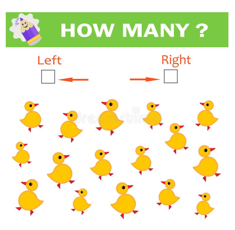 Game for Kids. Count How Many Ducks are Turned Left and How Many are ...