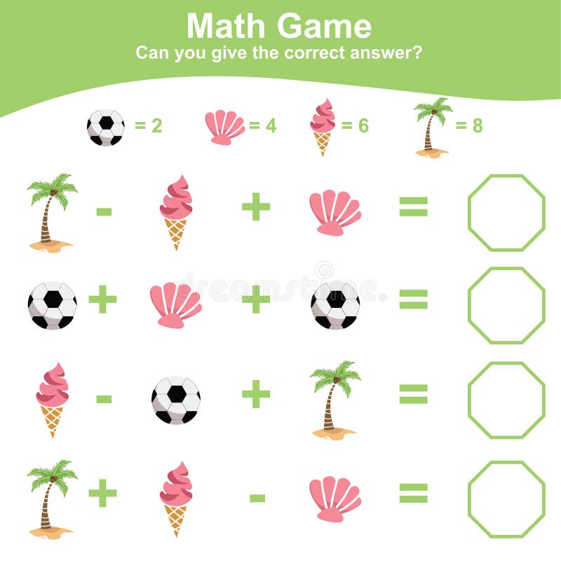 Summer Math Game for Preschool. Educational Printable Math Worksheet ...