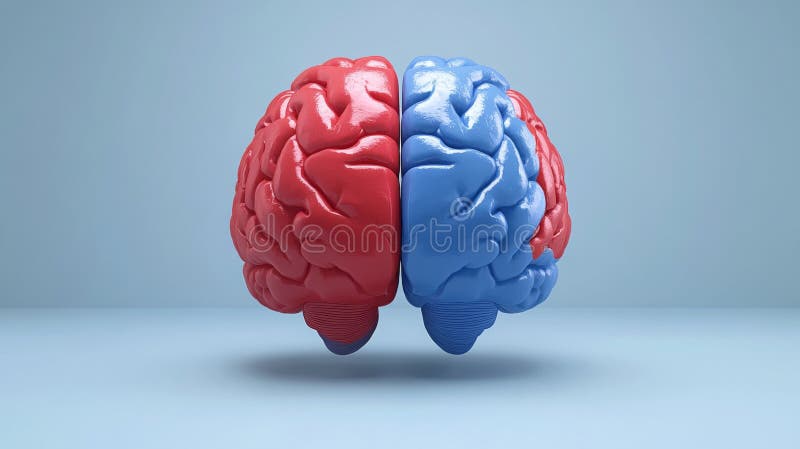 Left and Right Human Brain, Creative and Logical Thinking, Social and Business Mind. 3D ...