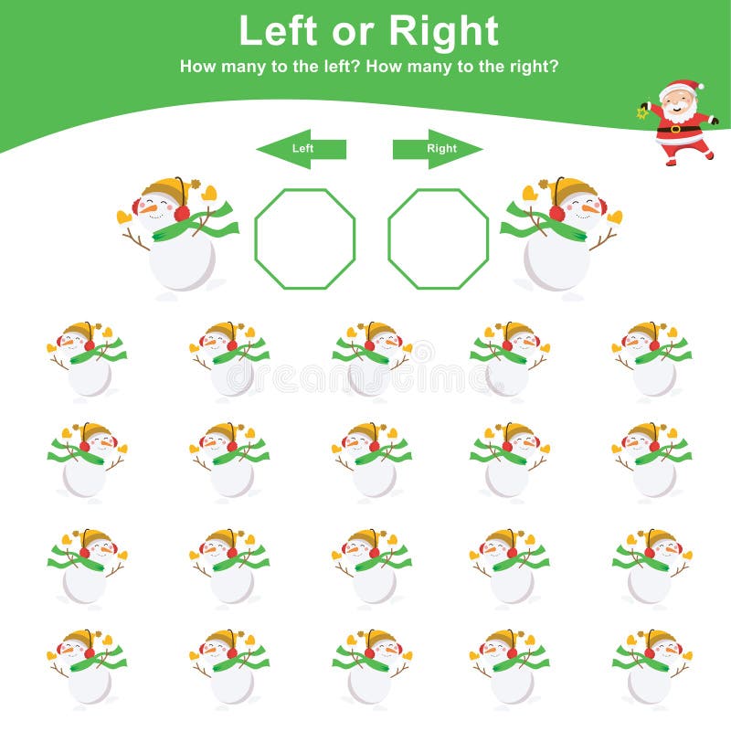Count How Many the Happy Snowman with Green Shawl To the Right and To ...