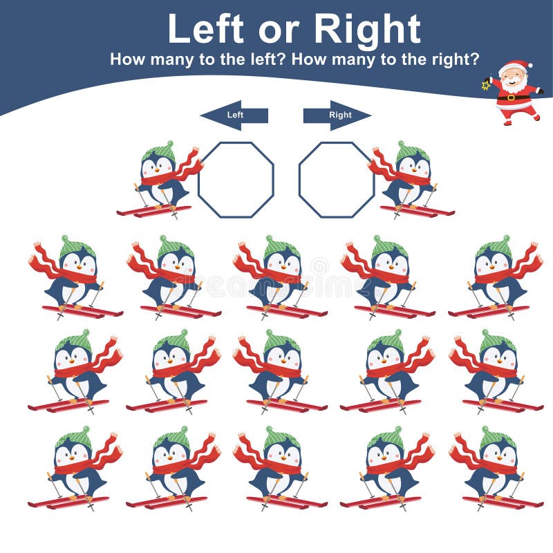 Educational Worksheet for Preschool Kids. Left and Right. Count How ...