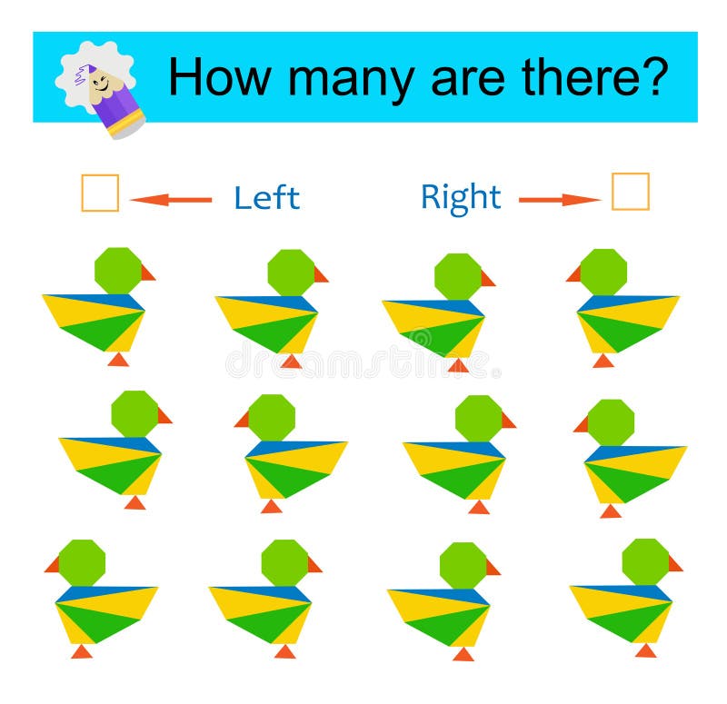 Left or Right. Logic Game for Kids Stock Vector - Illustration of pages ...