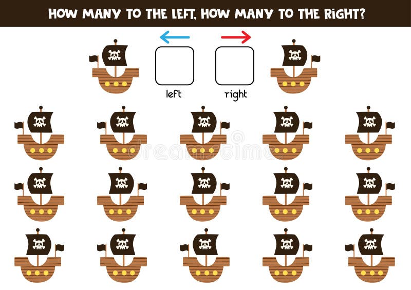 Left or Right with Pirate Ship. Logical Worksheet for Preschoolers ...