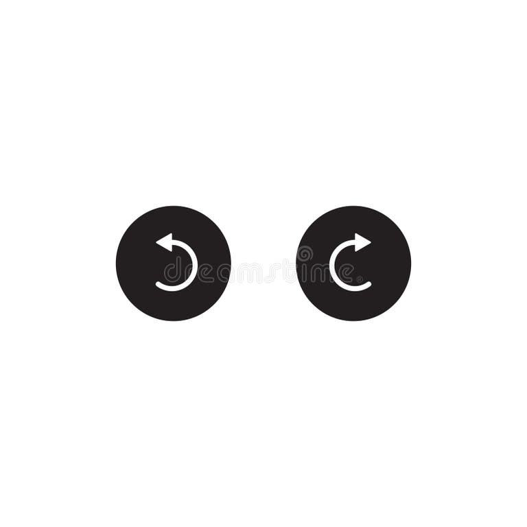 Left and Right Rotate Button Icon Vector. Counterclockwise and ...