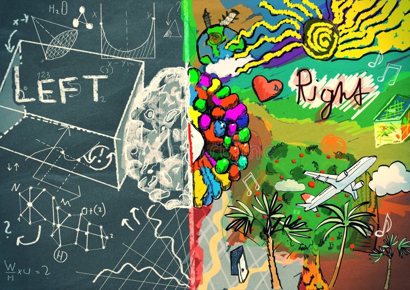 Left and Right Side of Human Brain Concept Illustration Stock ...
