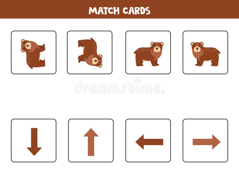 Left, Right, Up or Down. Spatial Orientation with Cute Bear Stock ...
