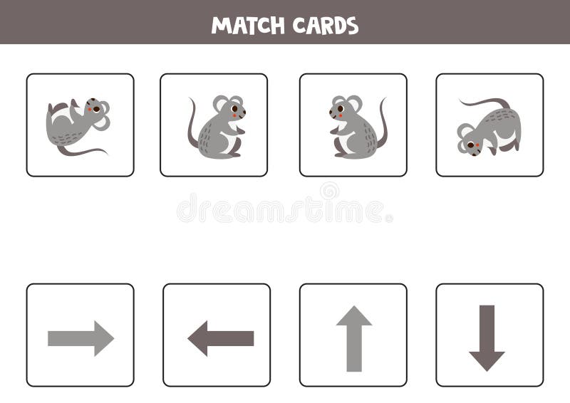 Left, Right, Up or Down. Spatial Orientation with Cute Mouse Stock ...