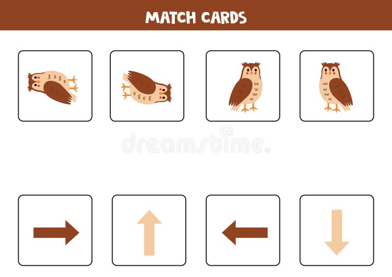Left, Right, Up or Down. Spatial Orientation with Cute Owl Stock Vector ...