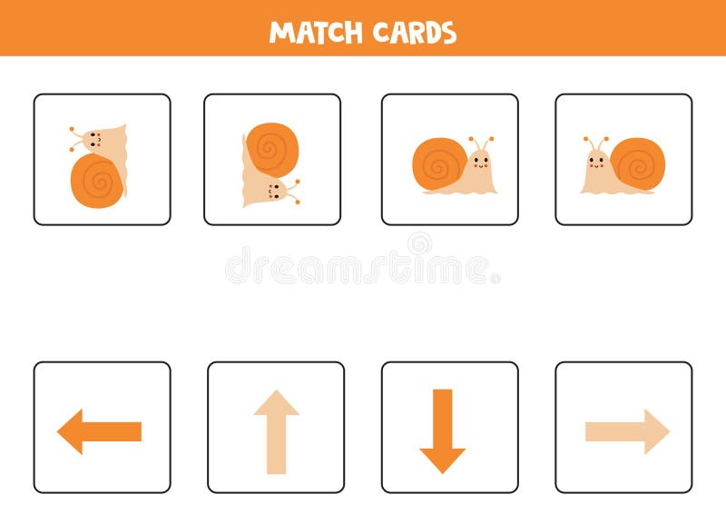 Left, Right, Up or Down. Spatial Orientation with Cute Snail Stock ...