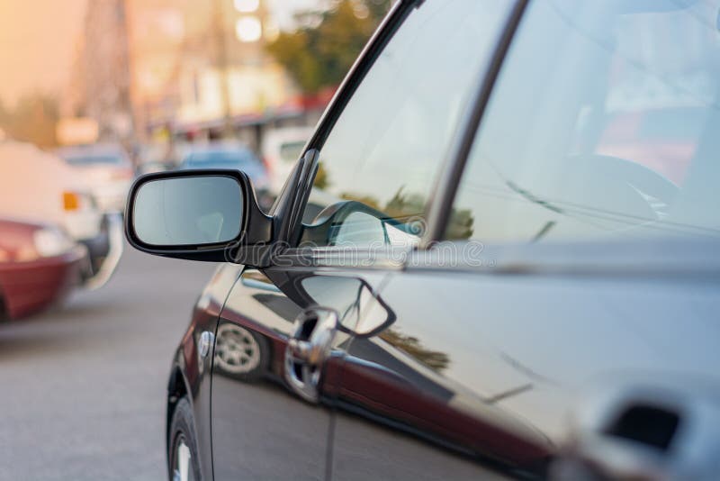 The Left Side of the Car Side View Mirror Stock Photo - Image of ...