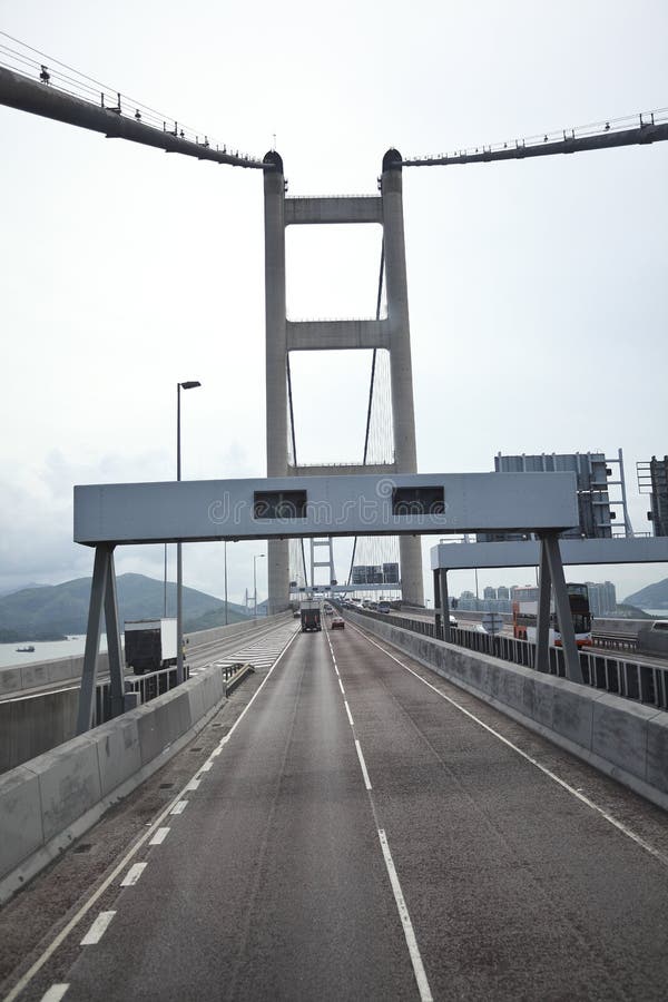 On the Left Side at Highway Driving Route and Bridge Stock Image ...