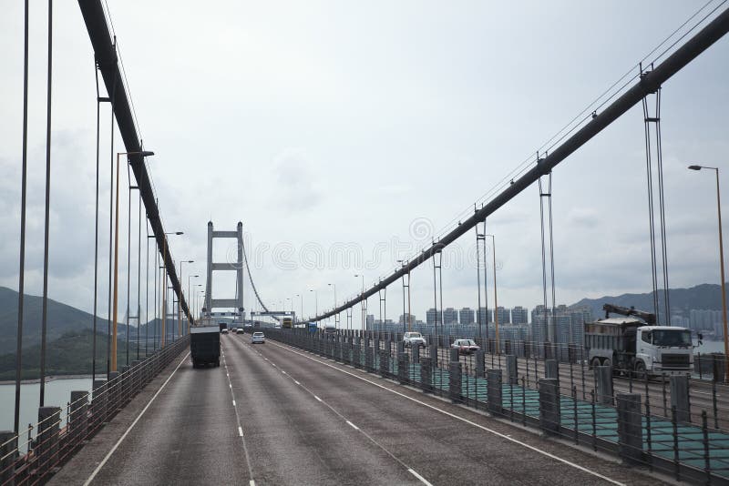 On the Left Side at Highway Driving Route and Bridge Stock Image ...