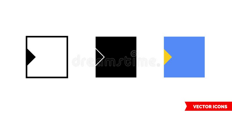 Left Side Icon of 3 Types Color, Black and White, Outline. Isolated ...