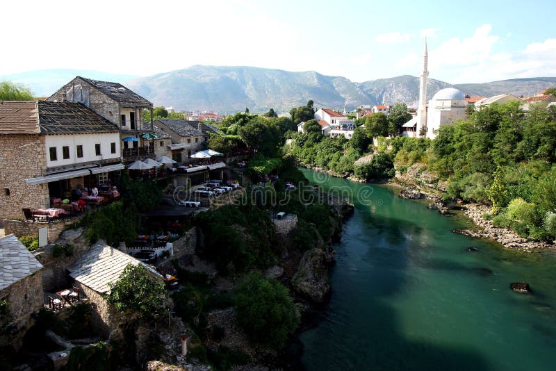 Left Side of the Mostar River Stock Image - Image of place, islam: 4938133