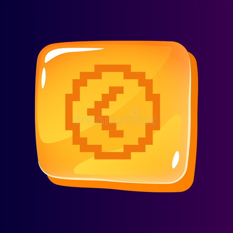 Left Side Pointer Glossy Ui Button with Pixelated Icon Stock Vector - Illustration of plastic ...