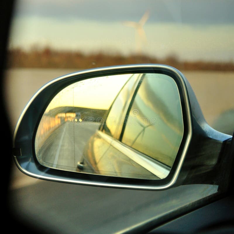 Left Side Rear Vision Mirror of the Car Stock Image - Image of road ...