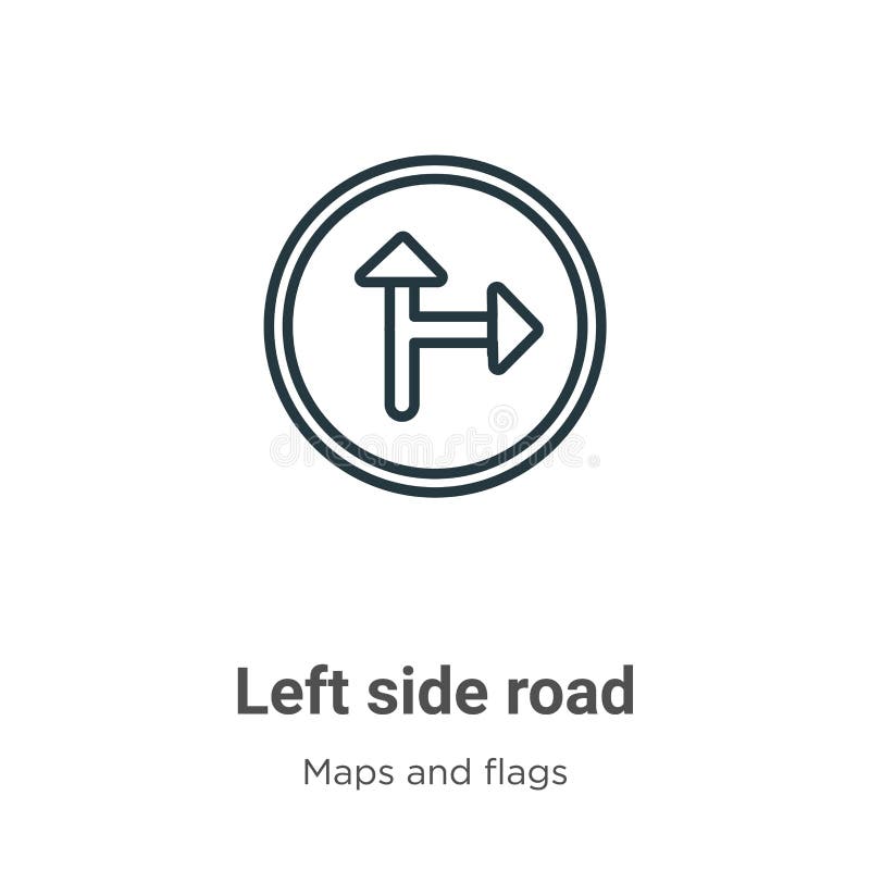 Road Left Side Vector Icon on White Background. Flat Vector Road Left ...