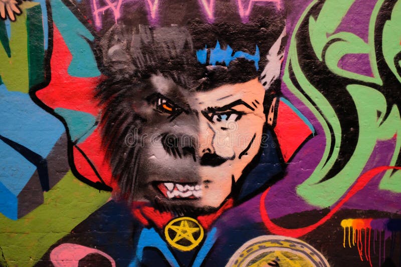 Colourful Graffiti Artwork Features a Face Combining a Werewolf and a ...