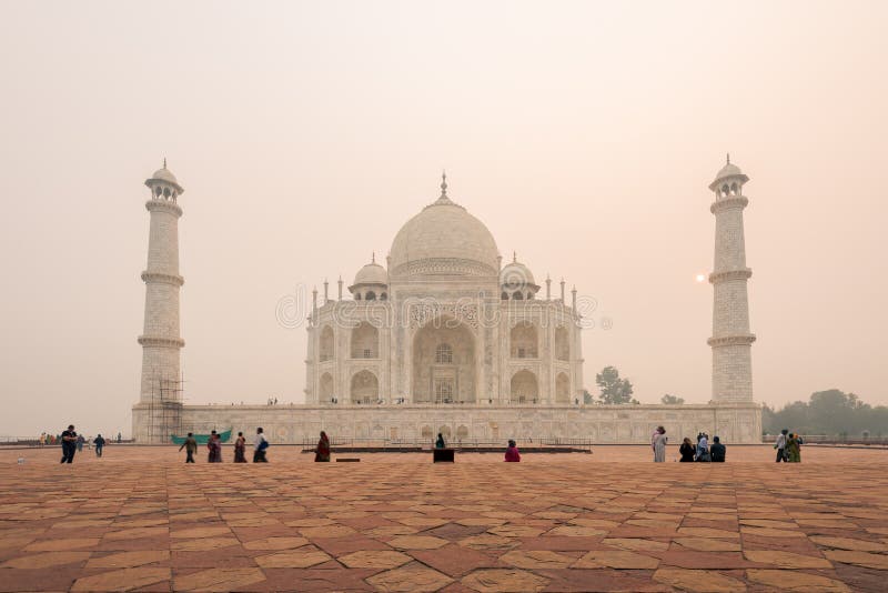 Left Side of the Taj Mahal in Agra, India, on Overcast Morning with ...