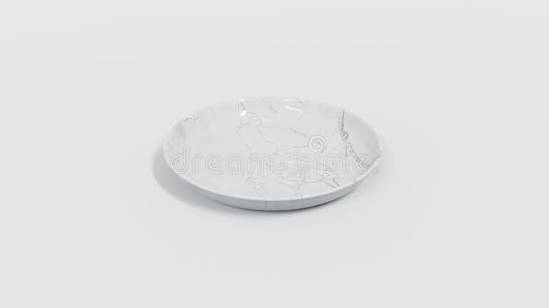 Left Side View 3D Render White Marble Plate 30cm with White Background ...