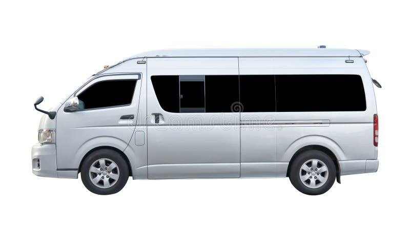 Left Side View of Silver or Gray Passenger Van Isolated on White ...