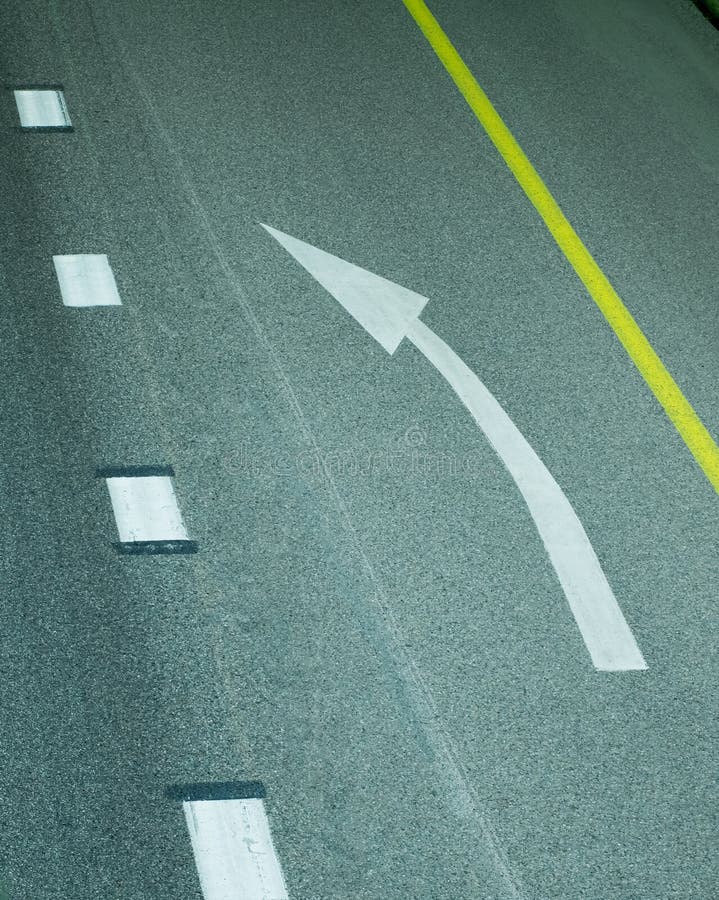 An Arrow on the Asphalt Indicates the End of the Acceleration Lane ...