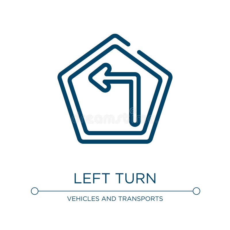 Left Turn Icon. Linear Vector Illustration from Driving School ...