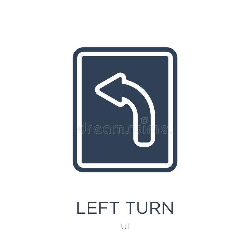 Turn Left Icon in Trendy Design Style. Turn Left Icon Isolated on White ...