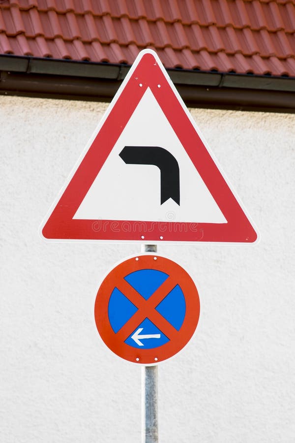 Left turn road sign stock image. Image of direction, arrow - 44455607