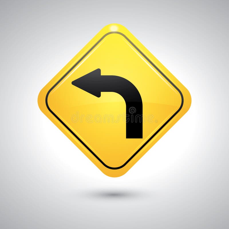 Left Turn Sign. Vector Illustration Decorative Design Stock Vector ...