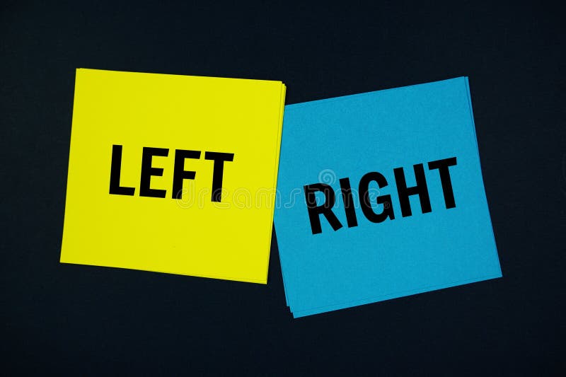 Left Vs Right Text Message on Stick Note on Black Background Stock ...