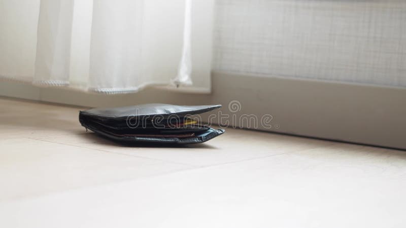 Left Wallet on Floor at Home Stock Video - Video of business, leather ...