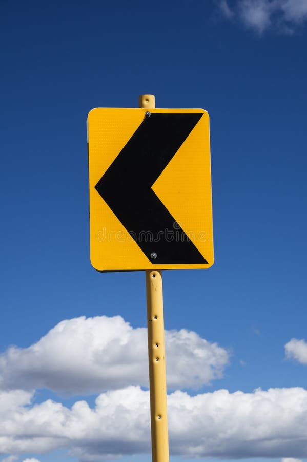 Left Warning Arrow stock photo. Image of left, sign, curve - 70149116