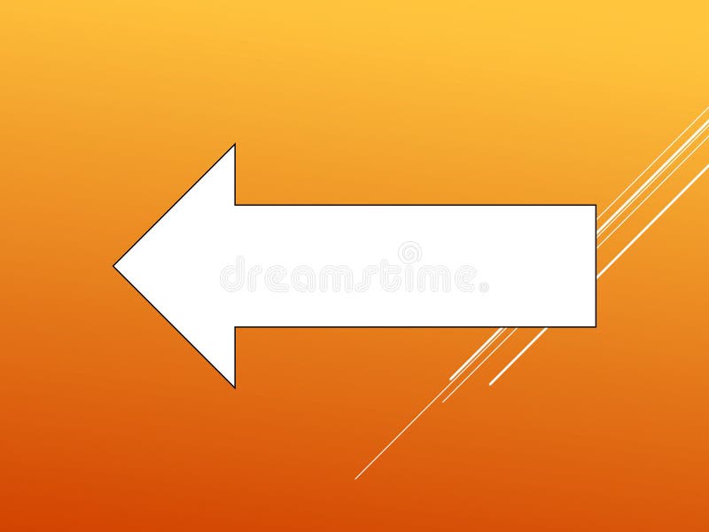 Left White Arrow on Orange Background Stock Illustration - Illustration ...